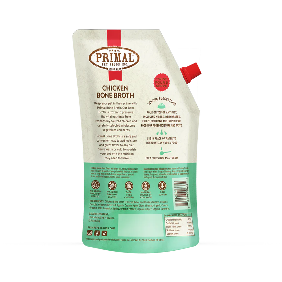 Primal Chicken Bone Broth (20oz) – Higgie's Pet